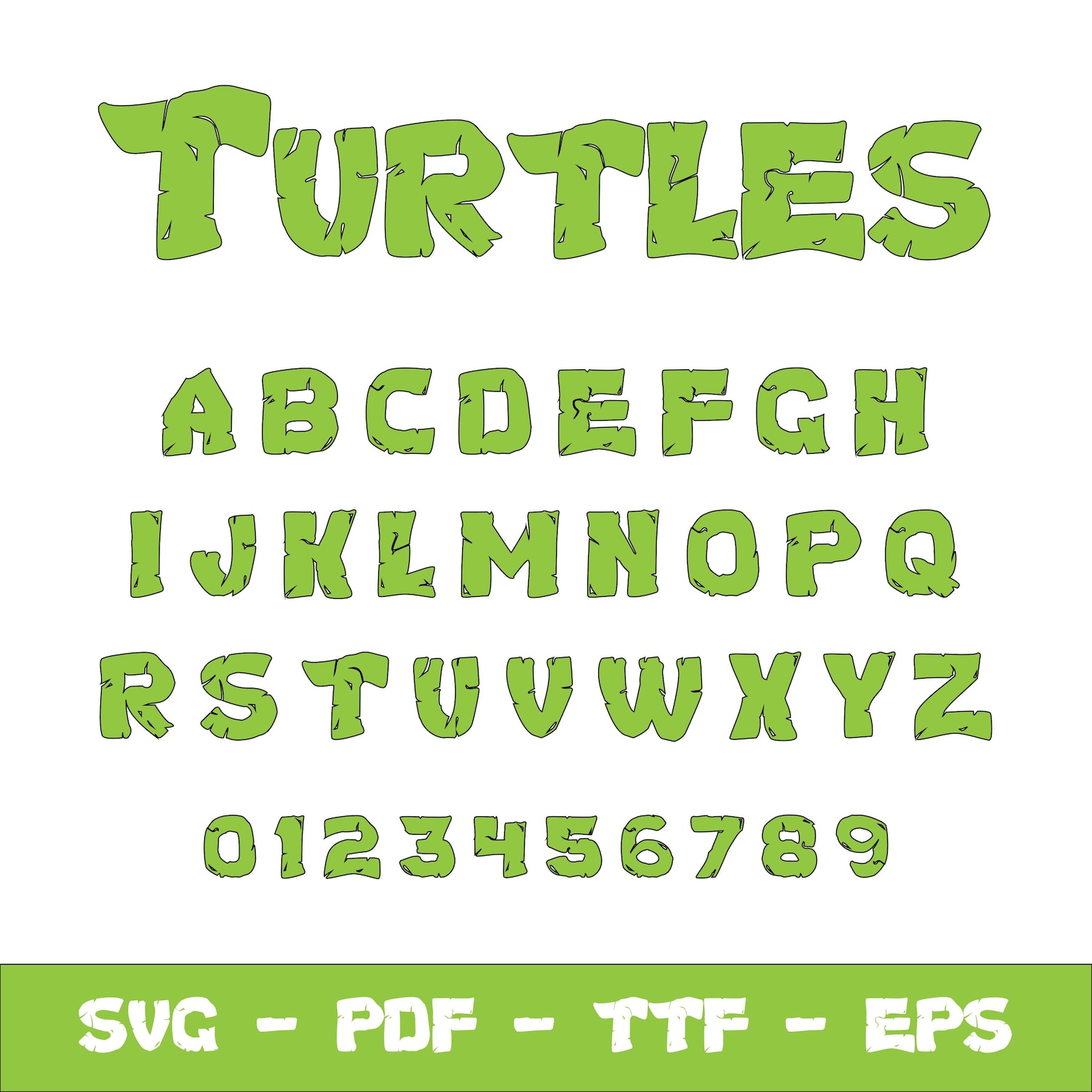 Ninja Turtles Font Svg , Alphabet Turtles , Files for Cricut, Ninja ...