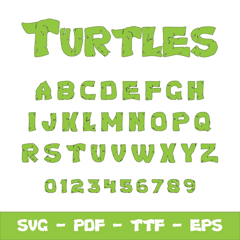 Ninja Turtles Font Svg , Alphabet Turtles , Files for Cricut, Ninja ...