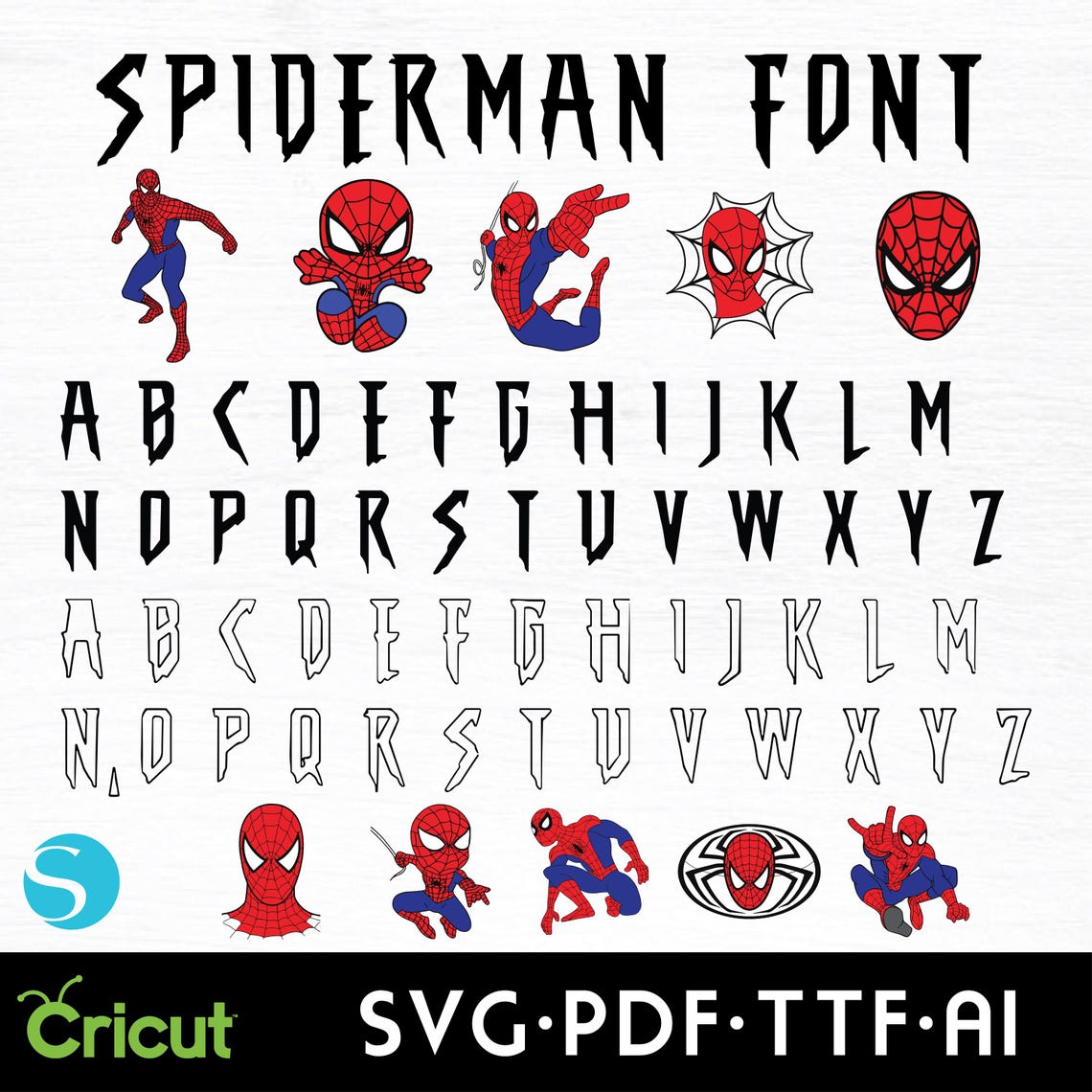 Spider Font, Spider Font SVG, Spider Alphabet SVG, Spider Letters, Hero ...
