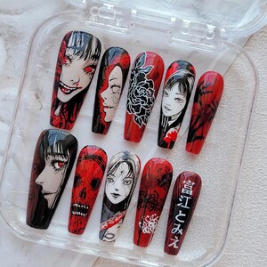 Kawakami Tomie Press on Nails Junji Ito Tomie Anime Nails Halloween ...