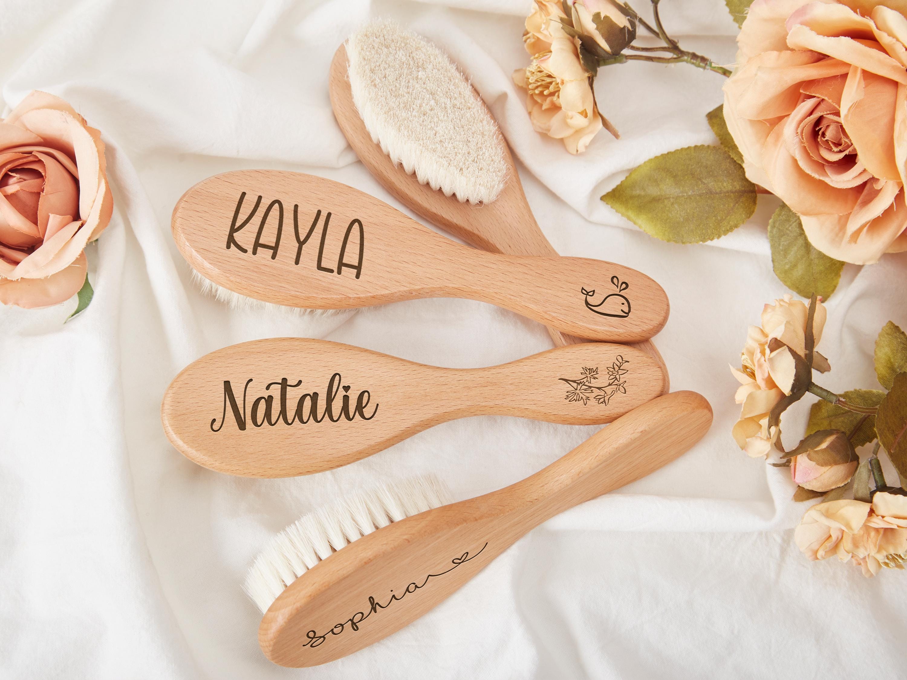 Personalized Baby Brush and Comb Set for Newborn Wooden Baby Brush ...