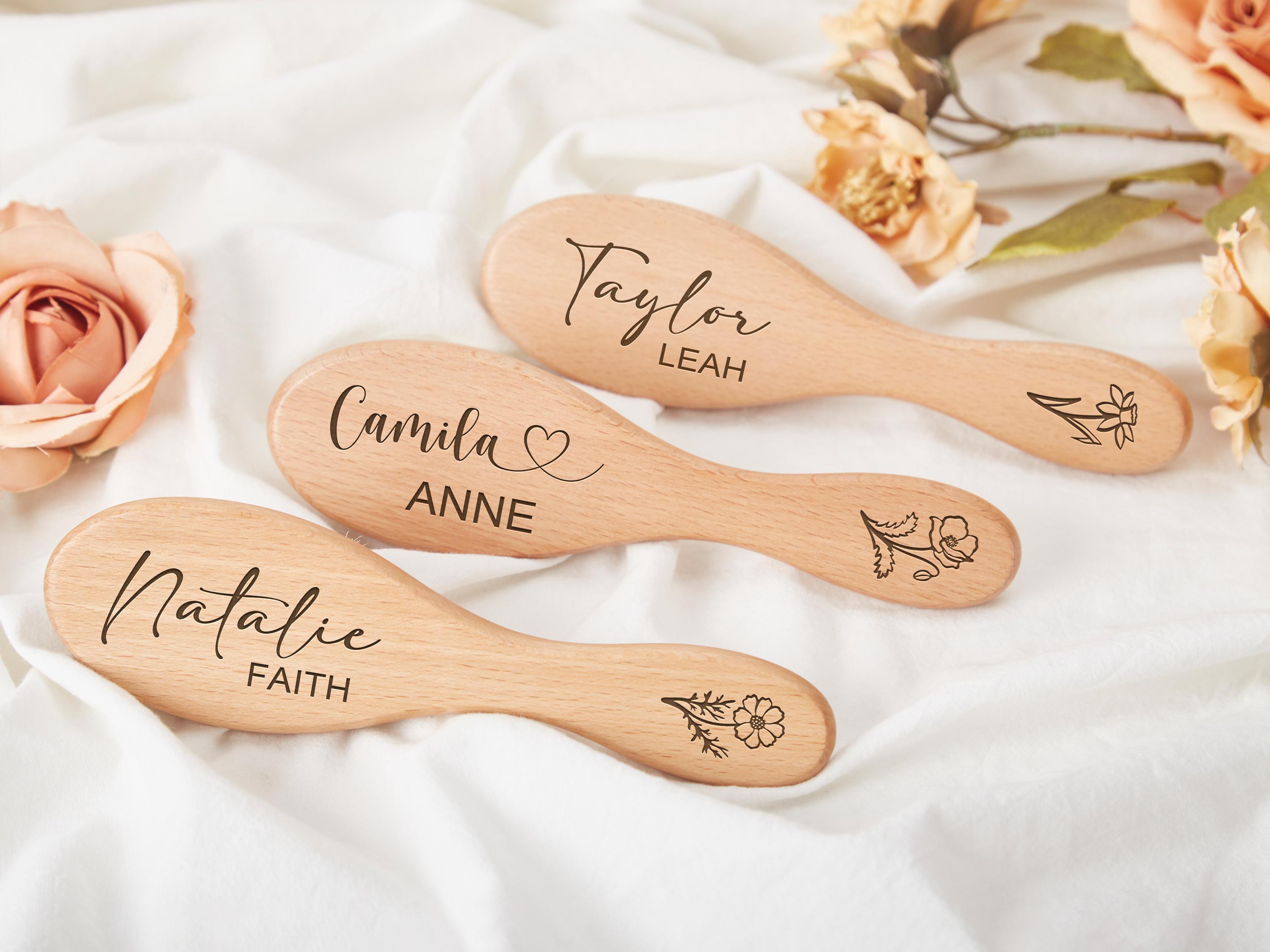 Personalized Baby Brush and Comb Set for Newborn Wooden Baby Brush ...
