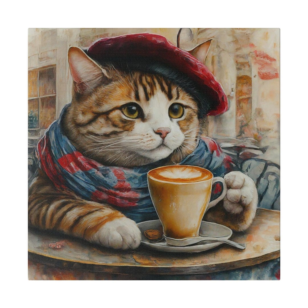 Sophisticated Feline Cafe Catitude Matte Canvas, Stretched, 0.75 Thick ...
