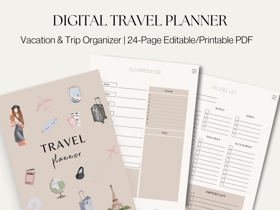 Ultimate Digital Travel Planner Vacation & Trip Organizer 24-page ...