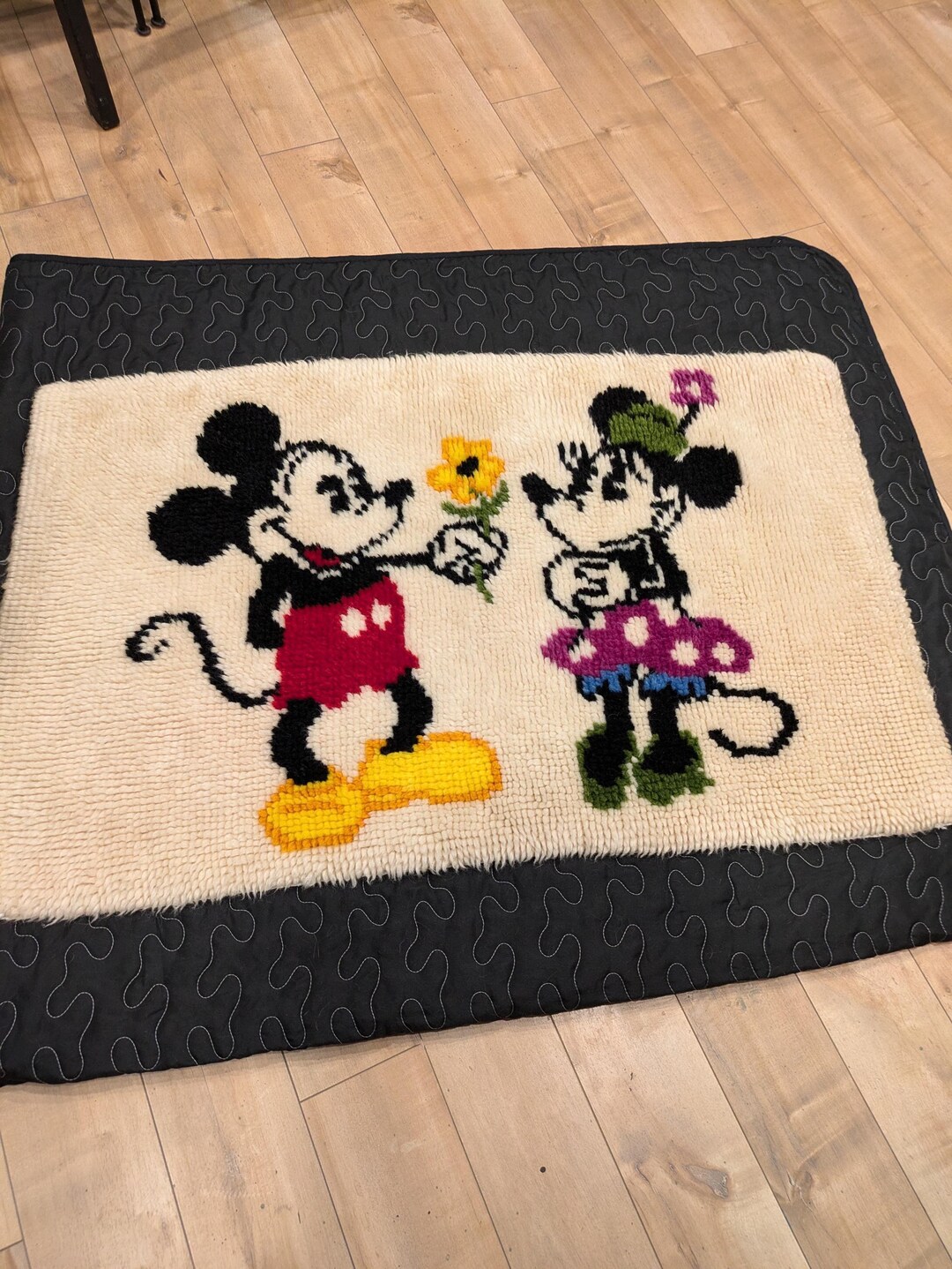 Vintage Wool Mickey and Minnie Mouse Mat - Etsy