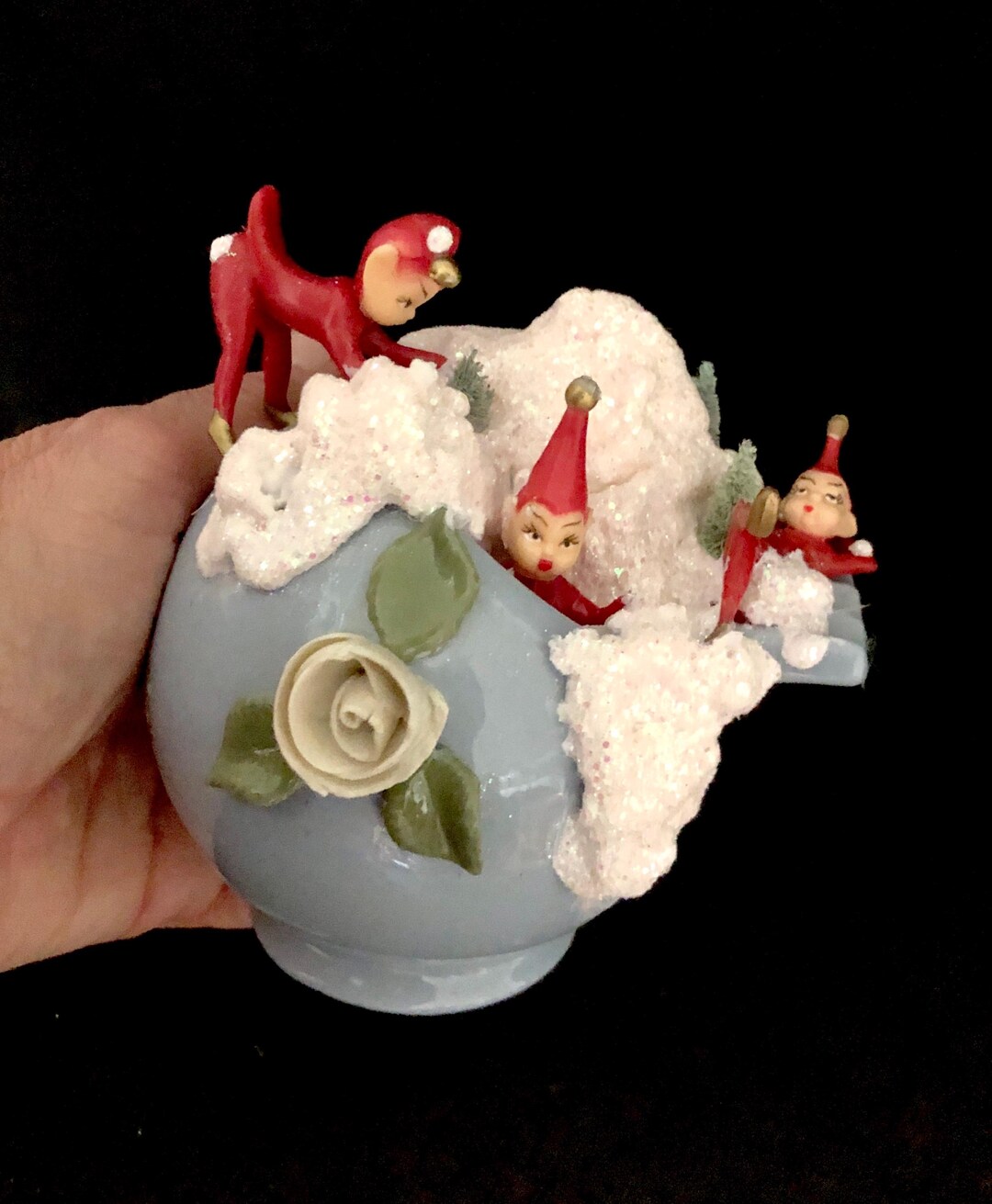 Mischievous Elves on Bizarre Ashtray Vignette MCM Midcentury Elf Pixie ...