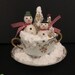 Vintage Christmas Snowman Vignette in Bouillon Cup Bottlebrush Trees ...