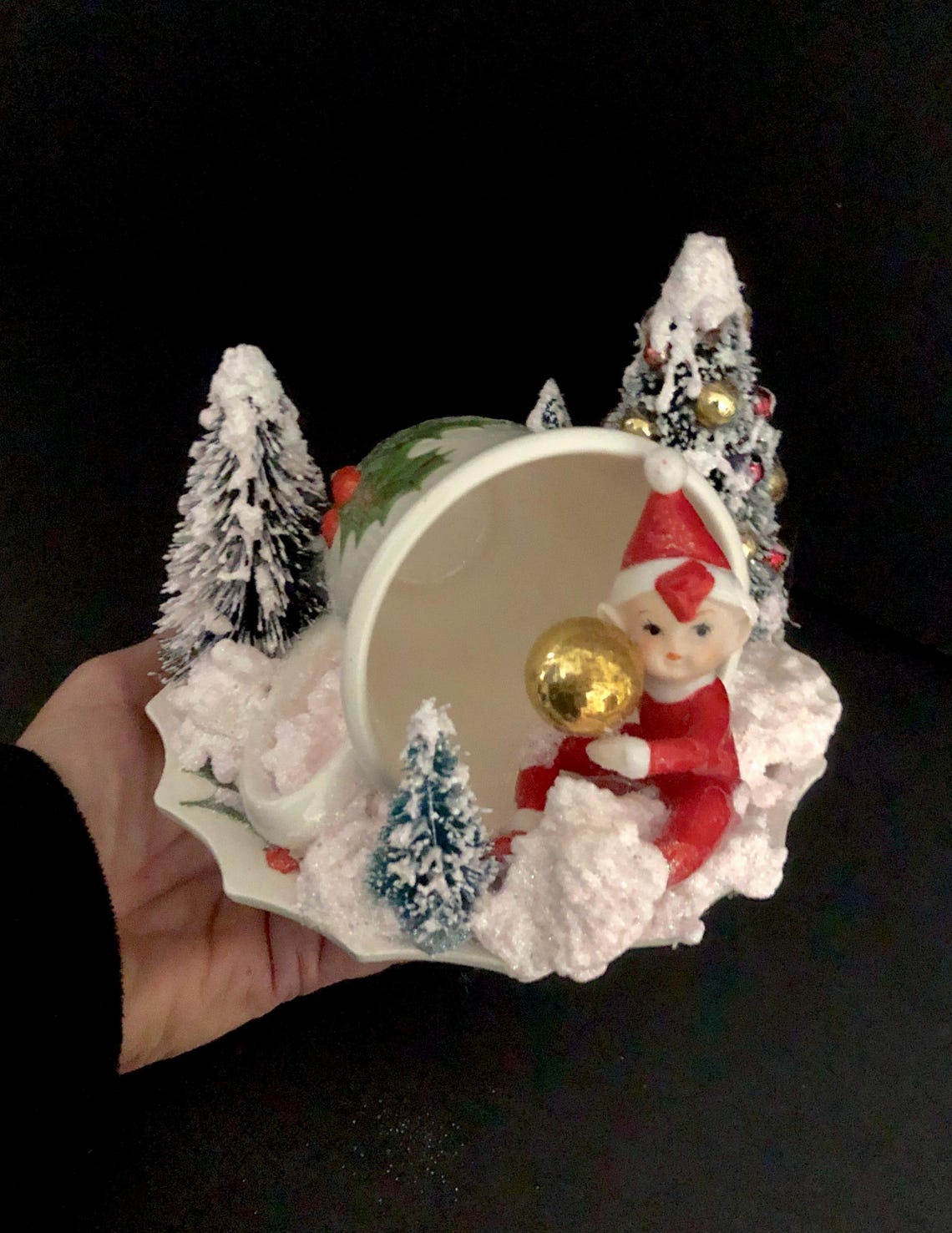 Lefton Santa Pixie Vintage Christmas Vignette in a Teacup - Etsy