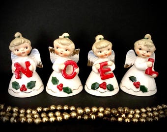 Lefton Angel Bell 1950s Vintage MCM Christmas Figurine With Sugared ...
