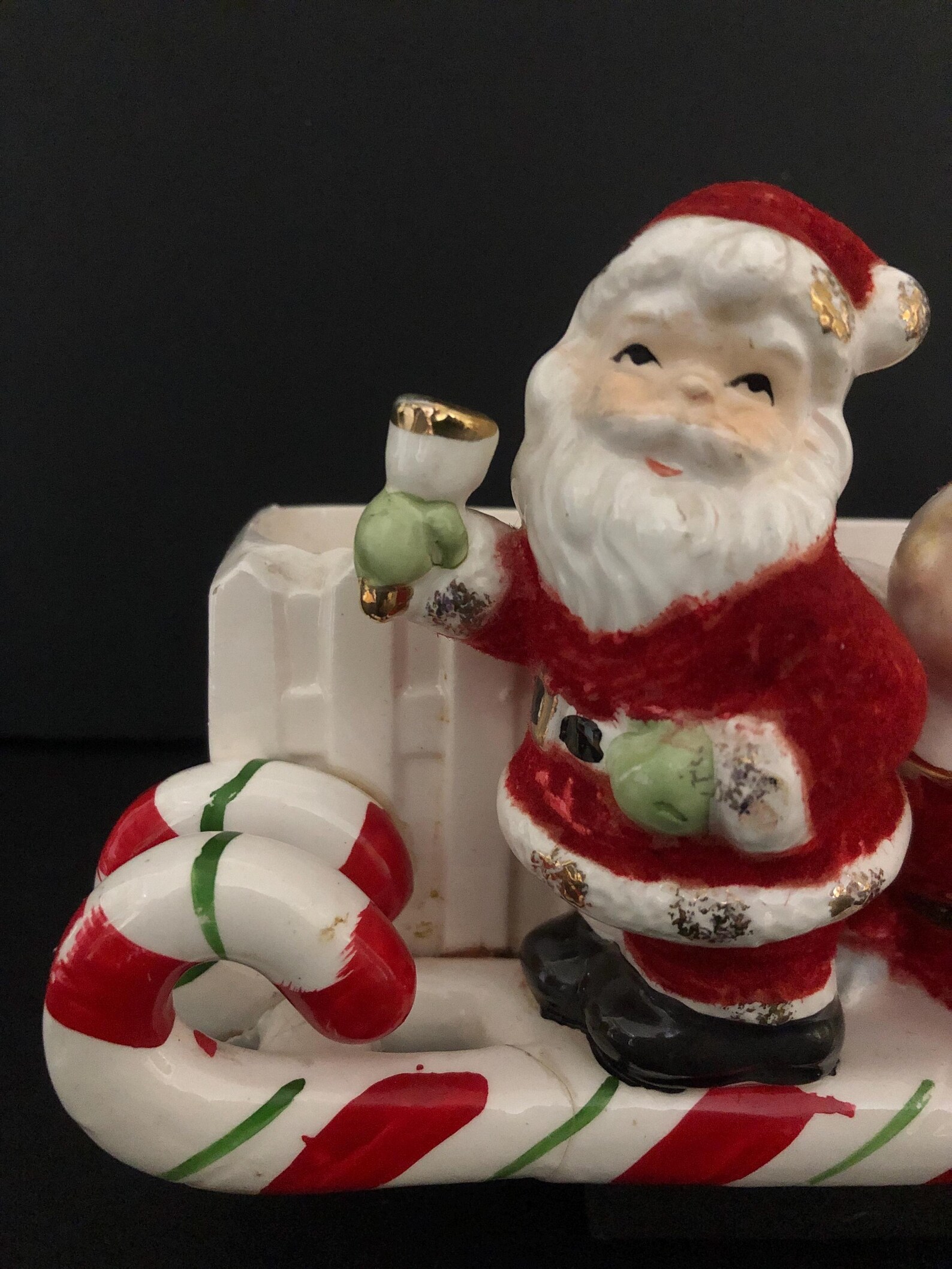 Napco Vintage Christmas Santa Candycane Toboggan Planter MCM Midcentury ...