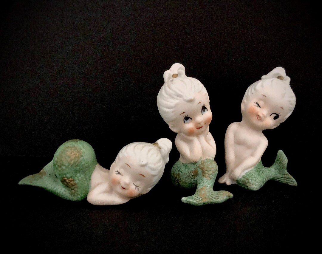 Kenmar Vintage the Sweetest Mermaid Figurine Trio MCM Midcentury - Etsy