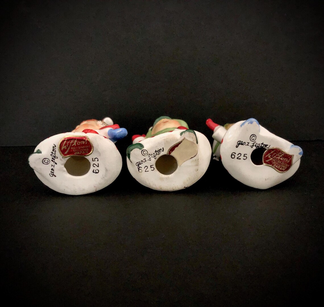 Lefton Vintage Christmas Candycane Kids With Mittens MCM Midcentury ...