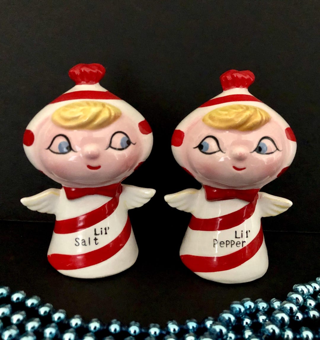 Mint Holt Howard Candycane Angel Lil Salt and Lil Pepper Shakers ...