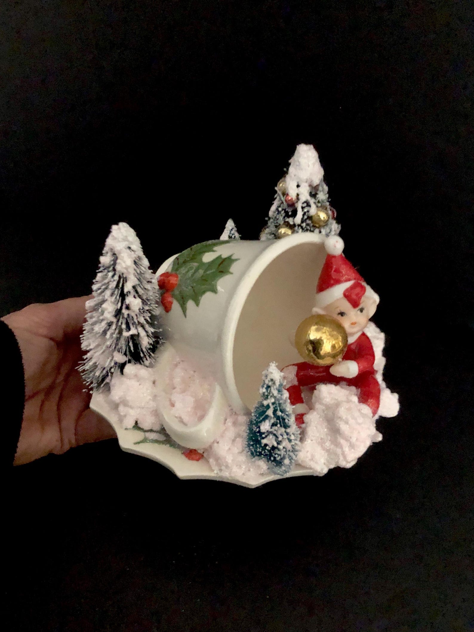 Lefton Santa Pixie Vintage Christmas Vignette in a Teacup - Etsy