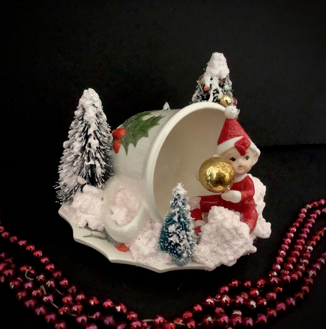 Lefton Santa Pixie Vintage Christmas Vignette in a Teacup - Etsy