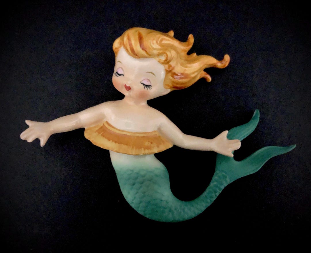 Mint Lefton Vintage Bandeau Blonde Mermaid Wall Plaque MCM Midcentury ...