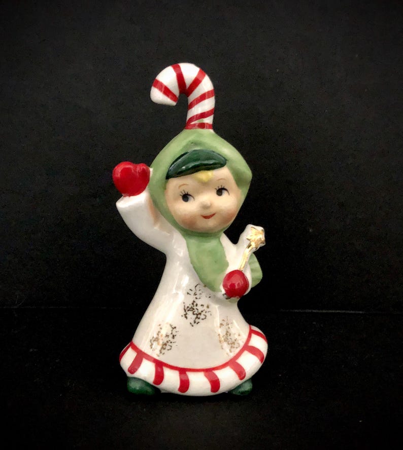 Lefton Vintage Christmas Candycane Kids With Mittens MCM Midcentury ...