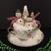 Vintage Christmas Snowman Vignette in Bouillon Cup Bottlebrush Trees ...