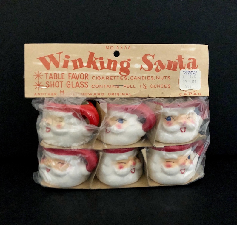 Holt Howard Older Winking Santa Miniature Mugs Shot Glasses in Original ...
