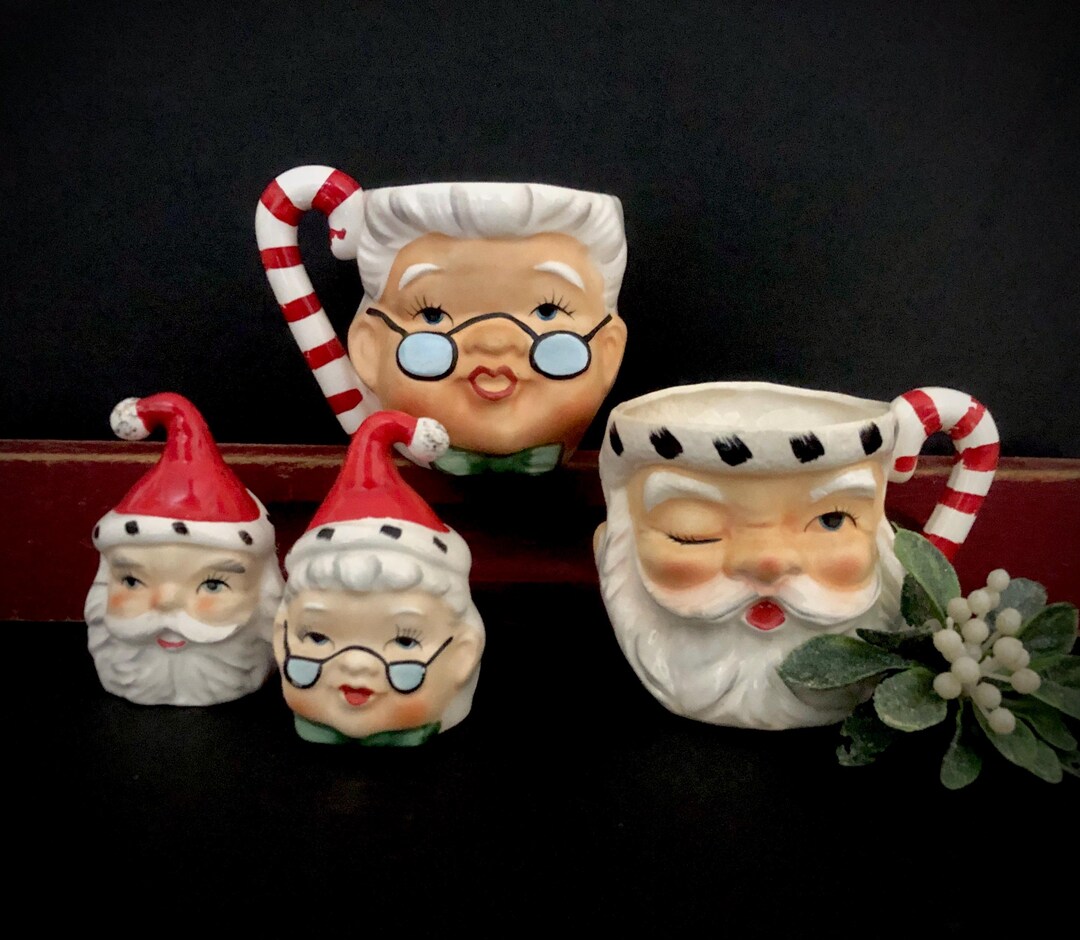 Lefton Santa and Mrs Claus Mug and Salt Pepper Gift Set MCM Midcentury ...