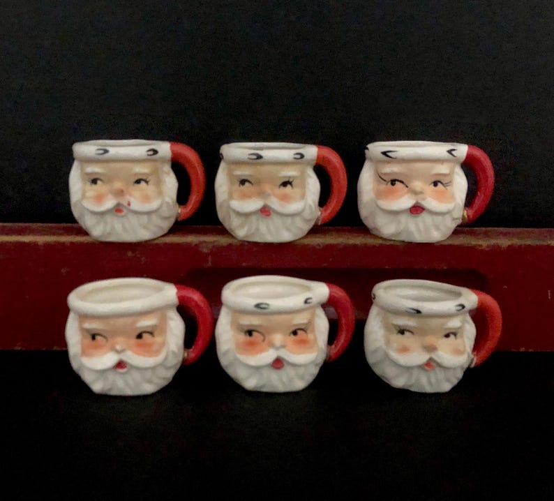 Lefton Vintage Christmas Santa Decanter and Shot Glasses Miniature ...