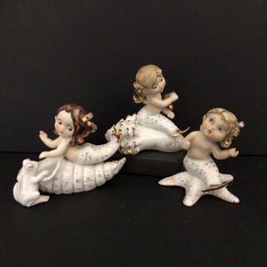 Older Lefton Vintage Mermaids on Shells MCM Midcentury - Etsy
