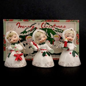 Napco Vintage Christmas Merry Christmas Angel Bells in Original Box MCM ...