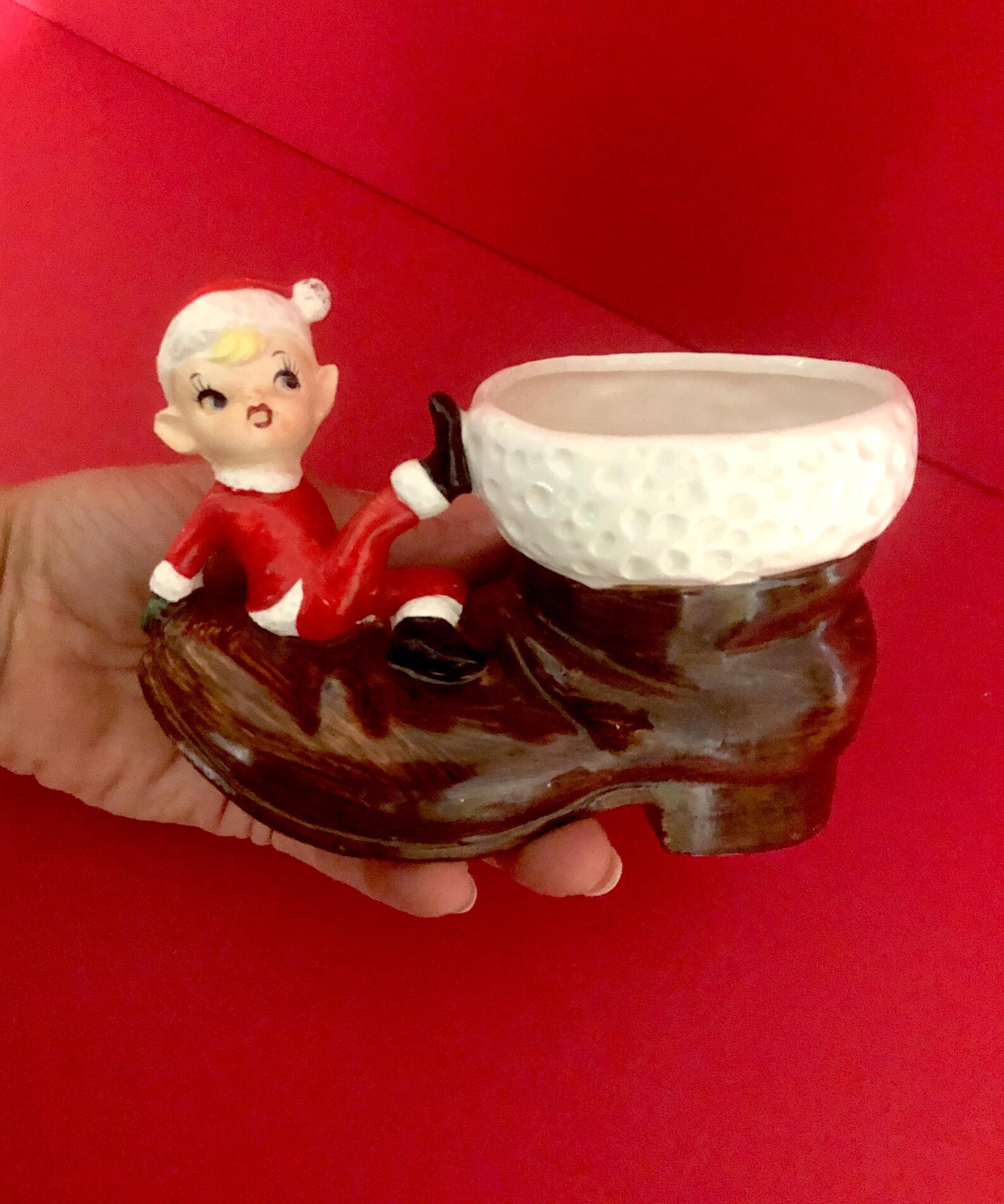 Norcrest Vintage Christmas Elf Boot Planter Pixie MCM Midcentury Santa ...