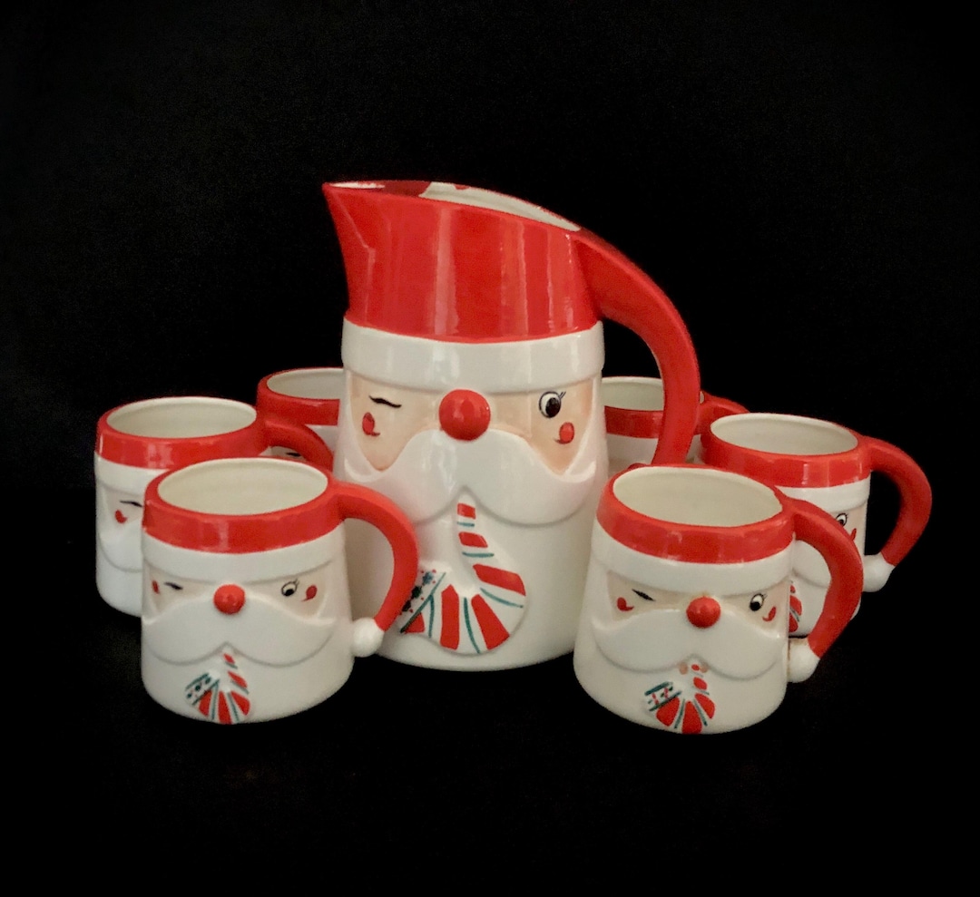 Shafford Vintage Christmas Merry Santa With Pipe Pitcher and Mug Set ...