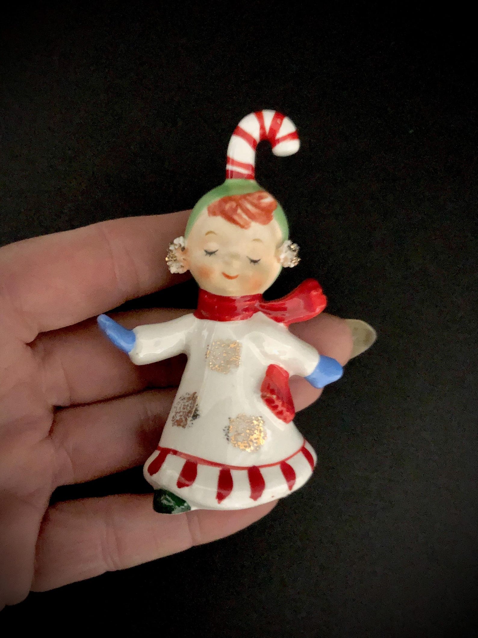 Lefton Vintage Christmas Candycane Kids With Mittens MCM Midcentury ...