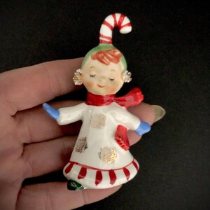 Lefton Vintage Christmas Candycane Kids With Mittens MCM Midcentury ...