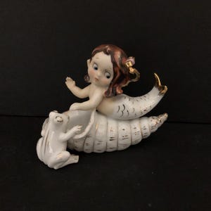 Older Lefton Vintage Mermaids on Shells MCM Midcentury - Etsy