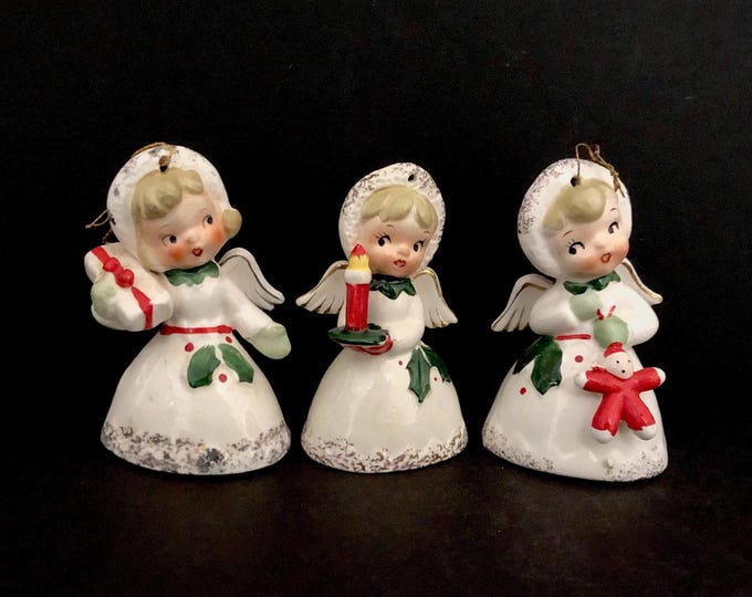 Napco Vintage Christmas Merry Christmas Angel Bells MCM Midcentury - Etsy
