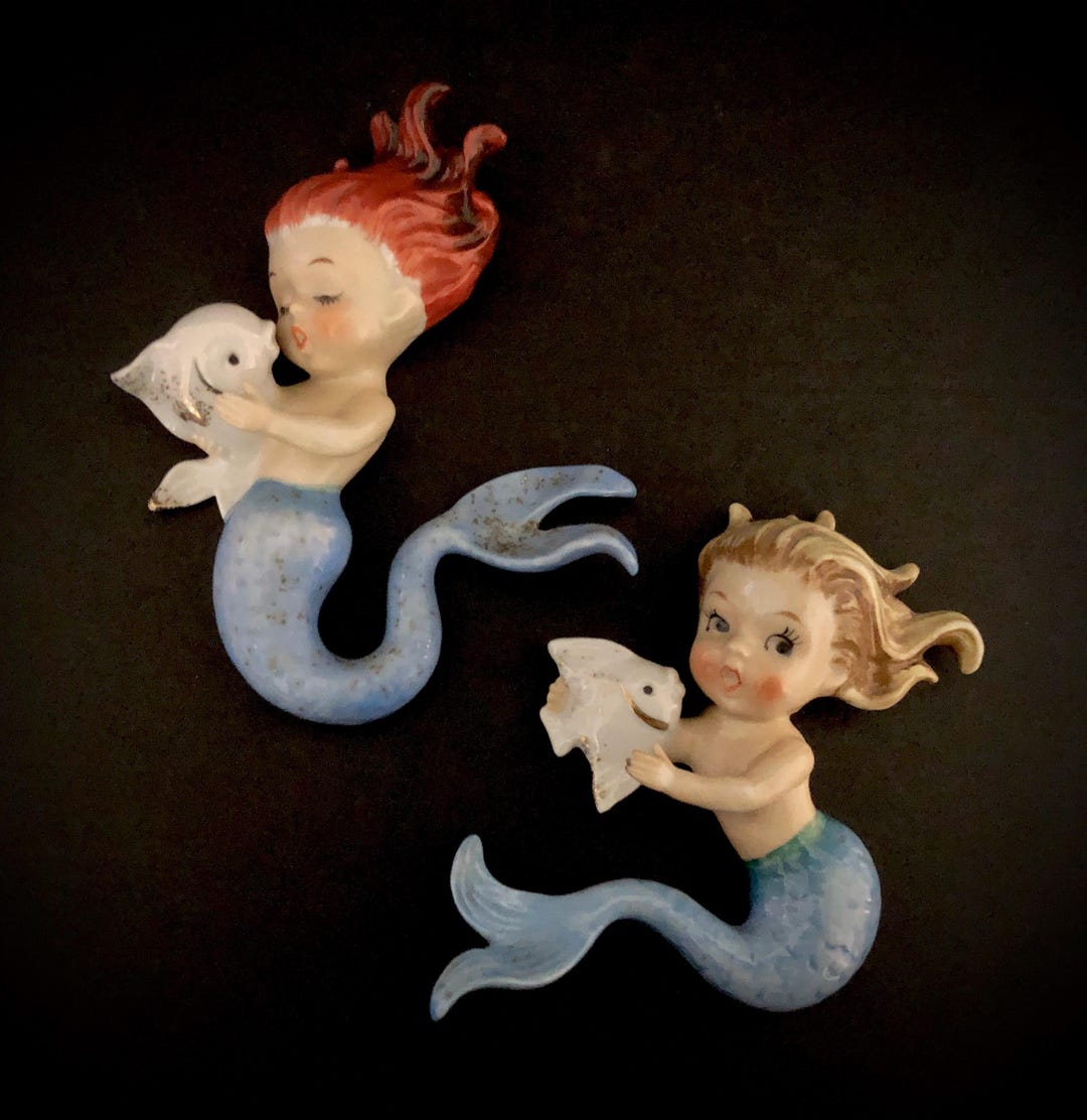 Bradley Vintage Mermaids With Fish Wall Plaques MCM Midcentury Plaque ...