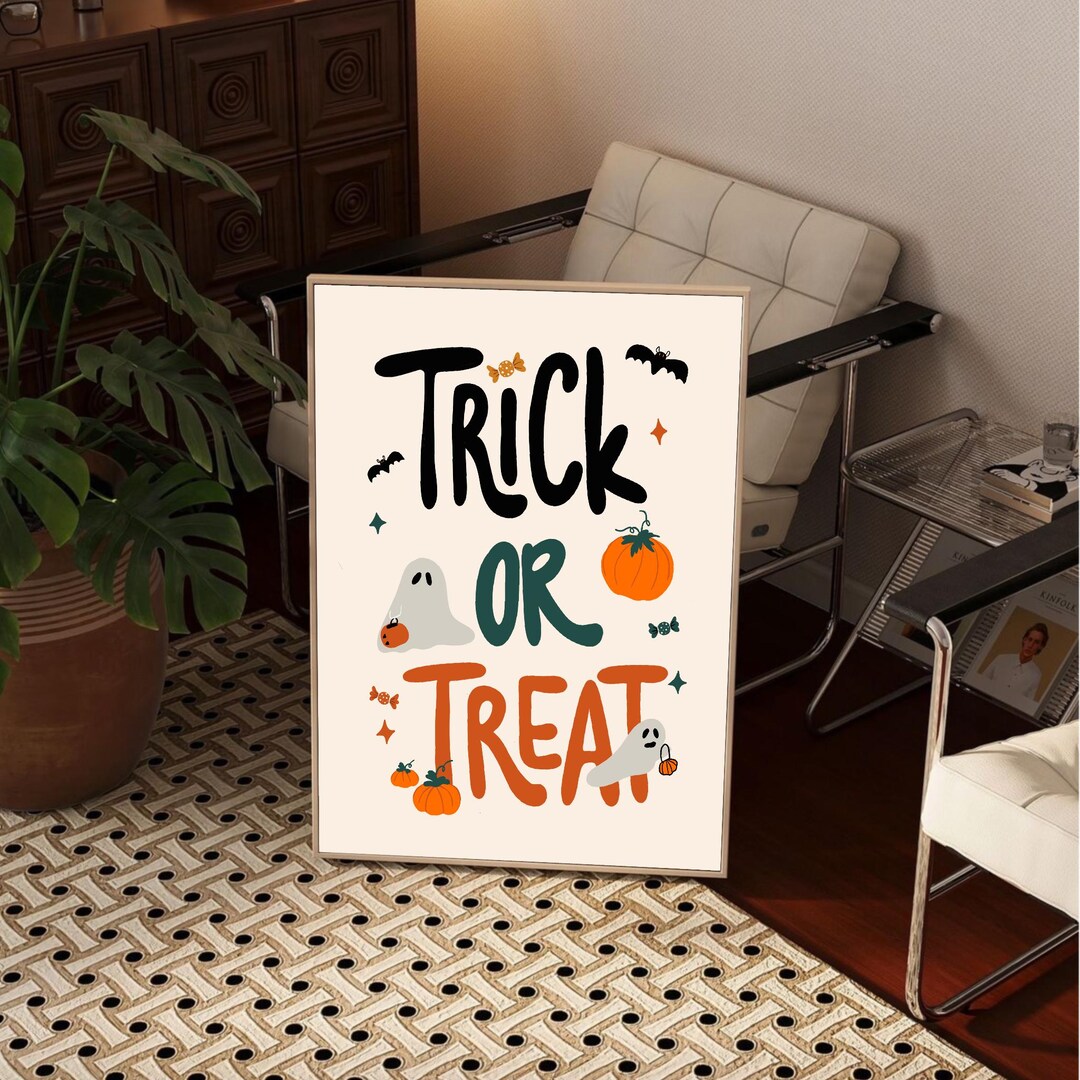 Hand Drawn Halloween Candy Poster: Spooky Trick or Treat Wall Art ...
