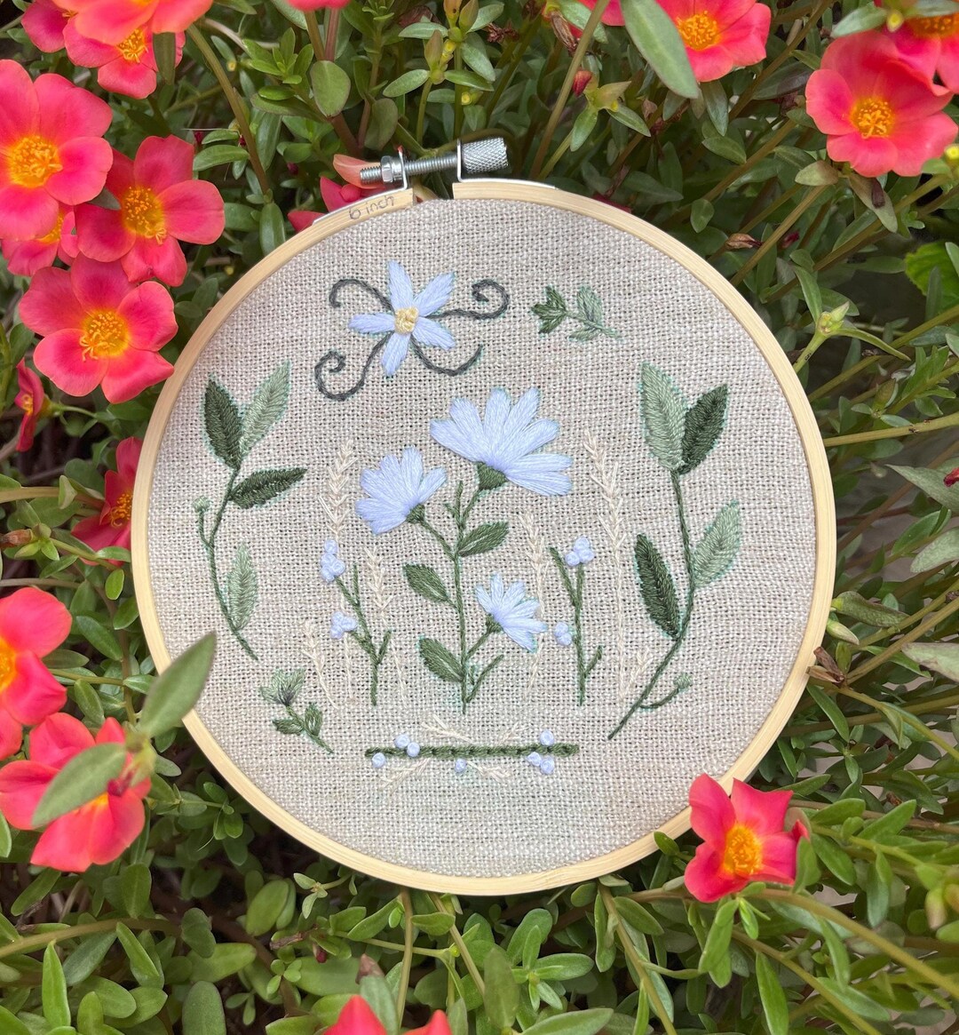 Embroidery: White and Sage Floral | PDF Pattern (instant Download ...