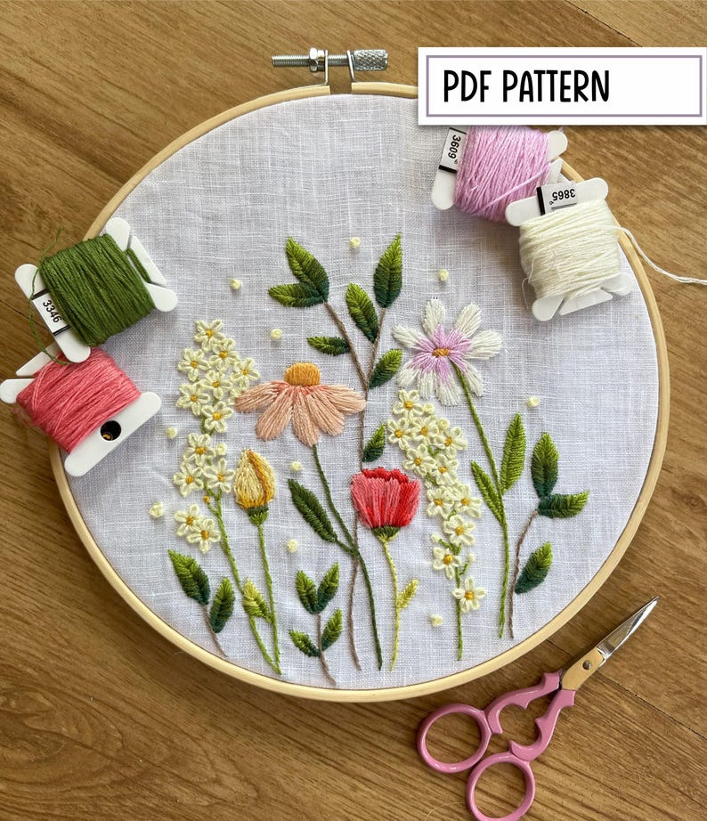 Embroidery: Cute Wild Flowers | PDF Pattern (instant Download) | Easy ...