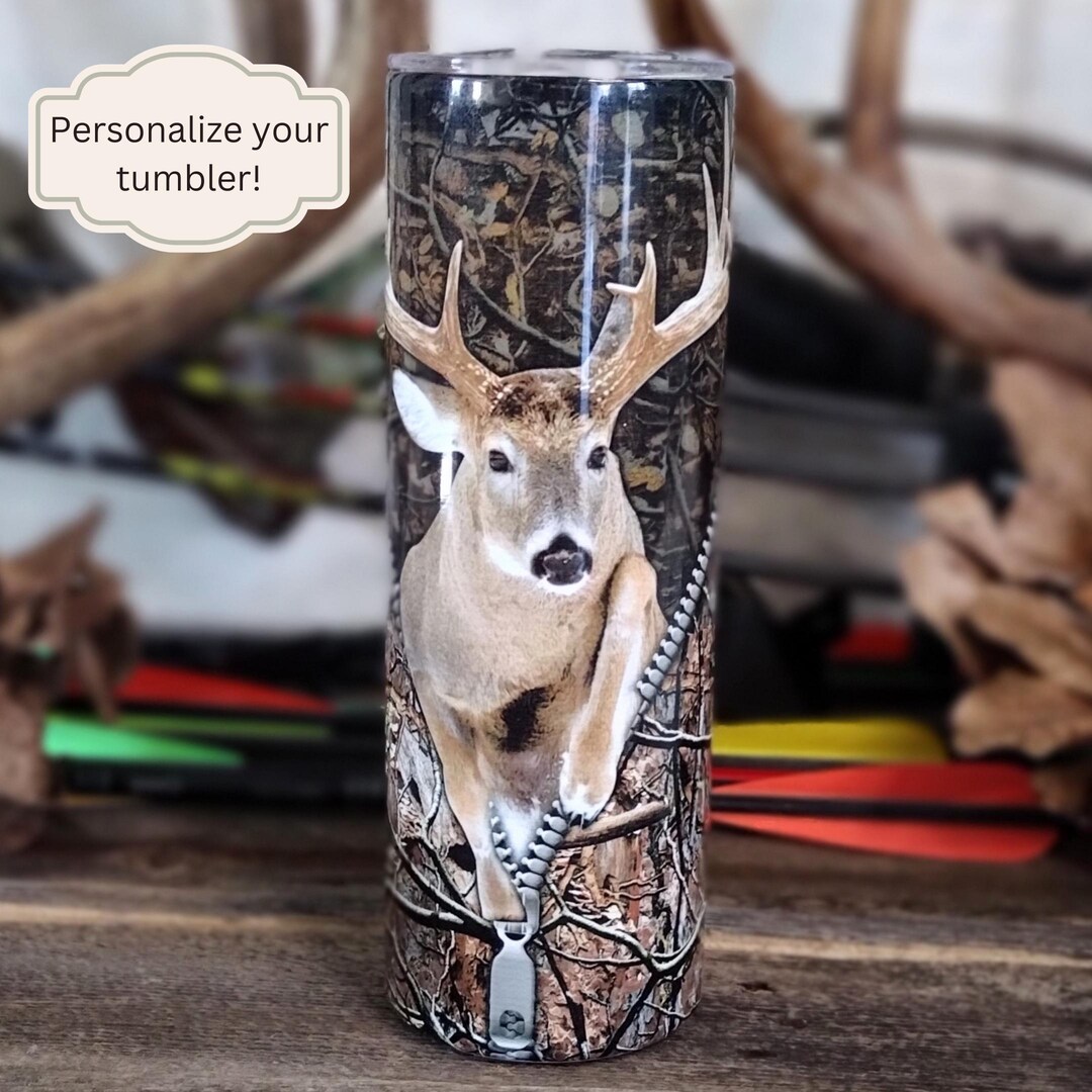 Deer Tumbler for Men Deer Hunting Tumbler Camo Theme Buck Coffee ...