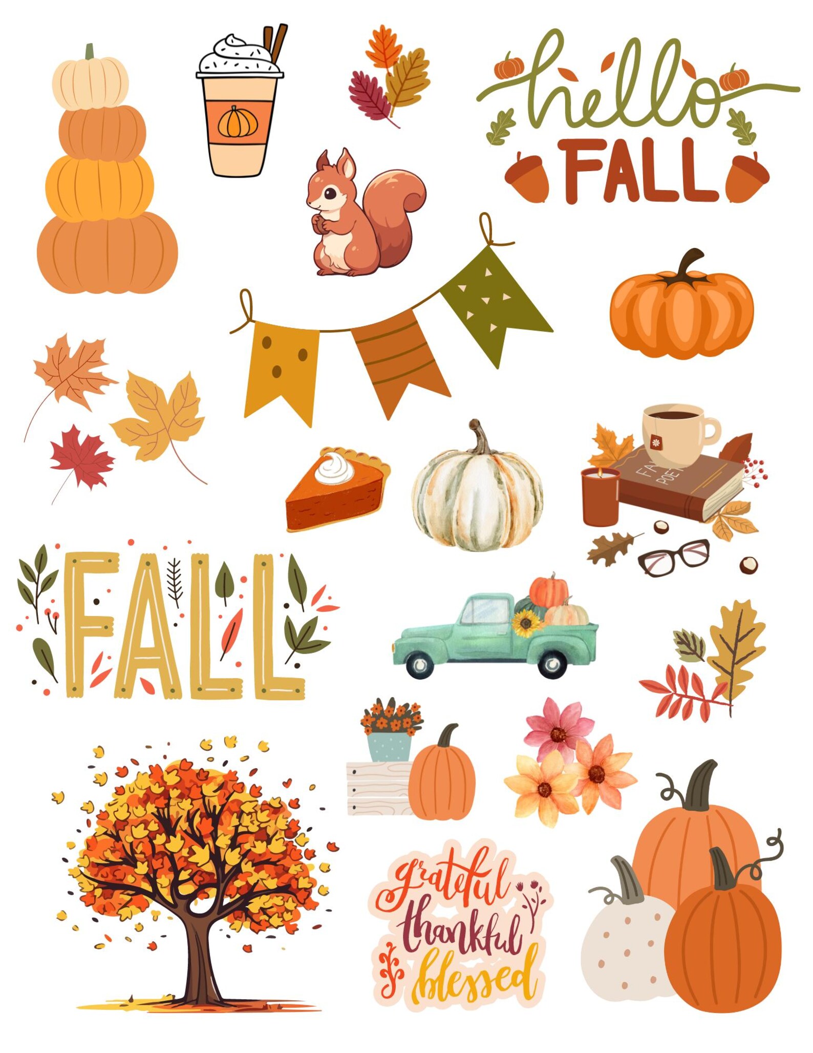 Fall Printable PNG/SVG Stickers - Etsy
