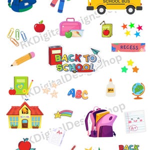Back to School Printable Stickers, School Sticker Sheet, School PNG ...