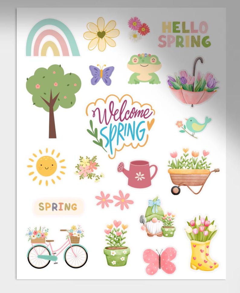 Springtime Stickers, Scrapbooking and Planner Decals (PNG, SVG, PDF) - Etsy