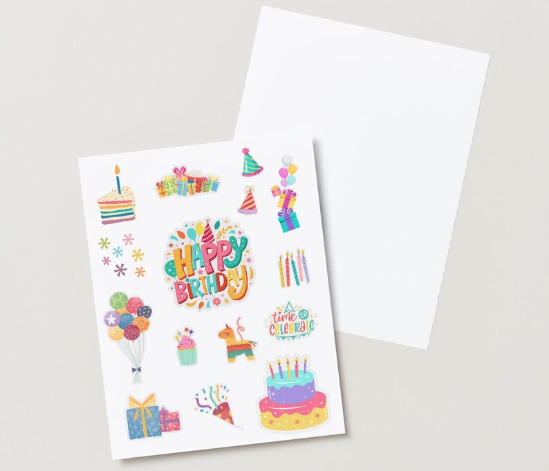 Birthday Printable Stickers PNG Printable - Etsy