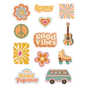 Retro Groovy Hippy Boho Digital Printable PNG Stickers - Etsy