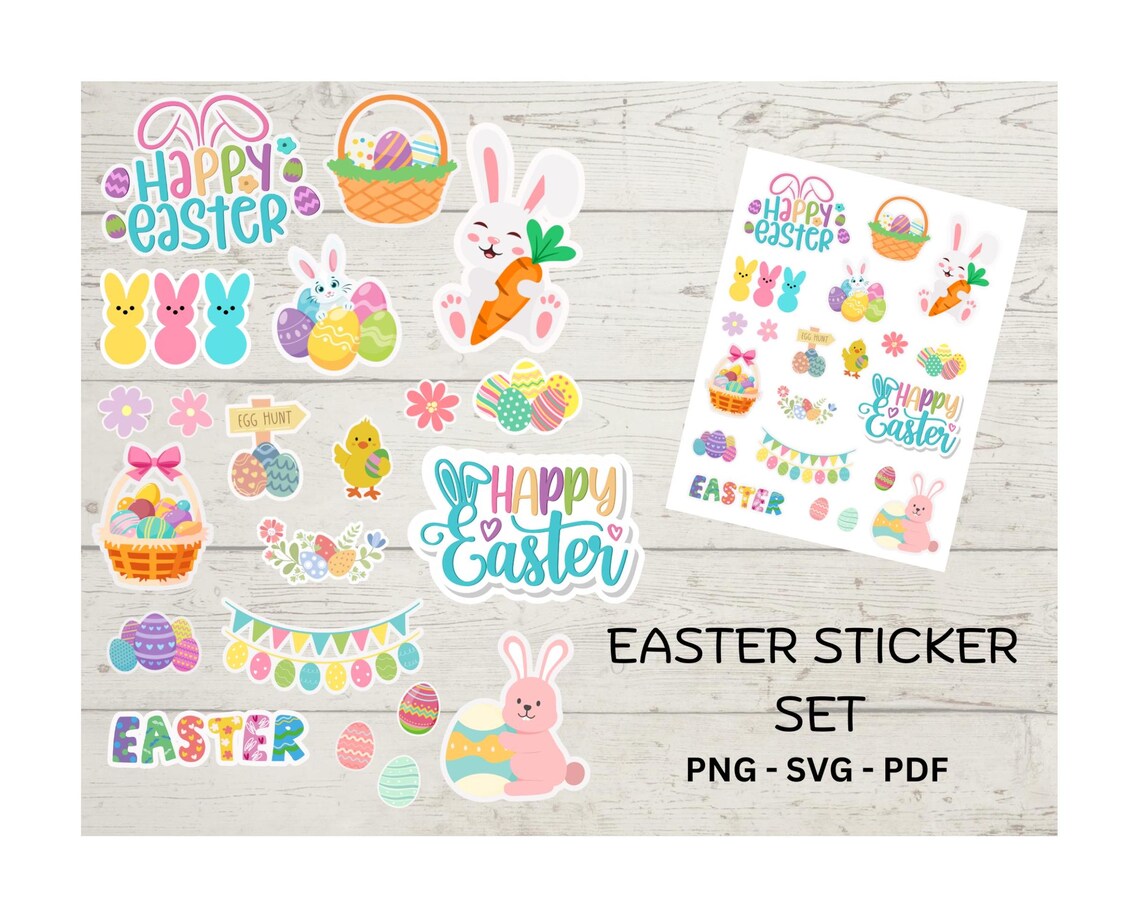Easter Printable Sticker Sheet (PNG, SVG, PDF) - Etsy