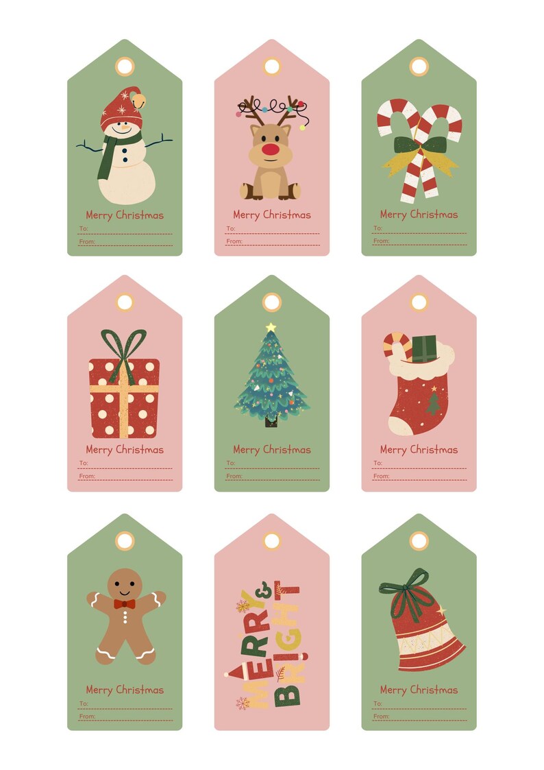 Printable Holiday Christmas Gift Tags - Etsy