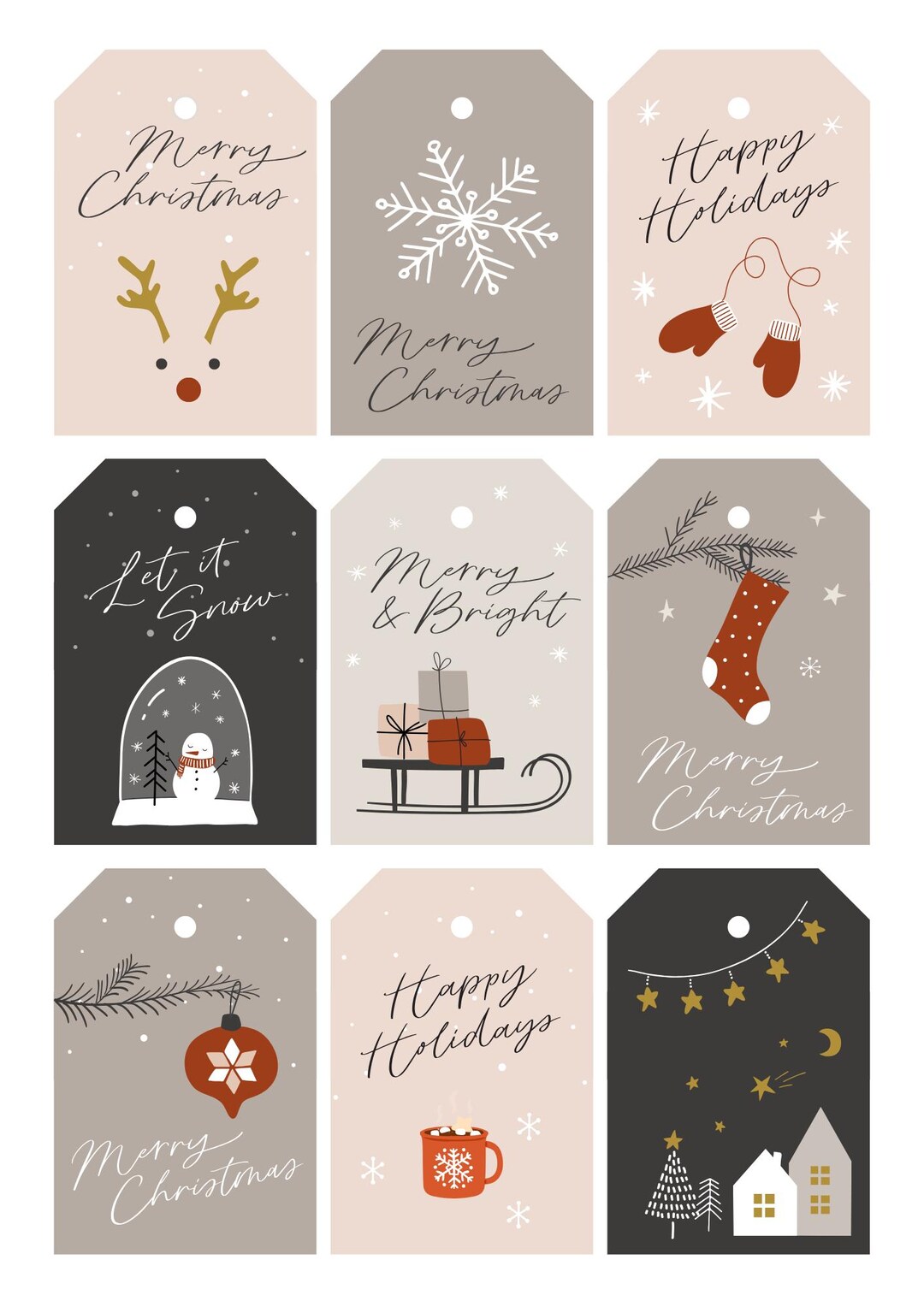 Printable Holiday Christmas Gift Tags - Etsy
