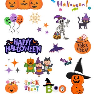 Cute Halloween Printable Stickers, SVG PNG Digital Stickers, Scrapbook ...