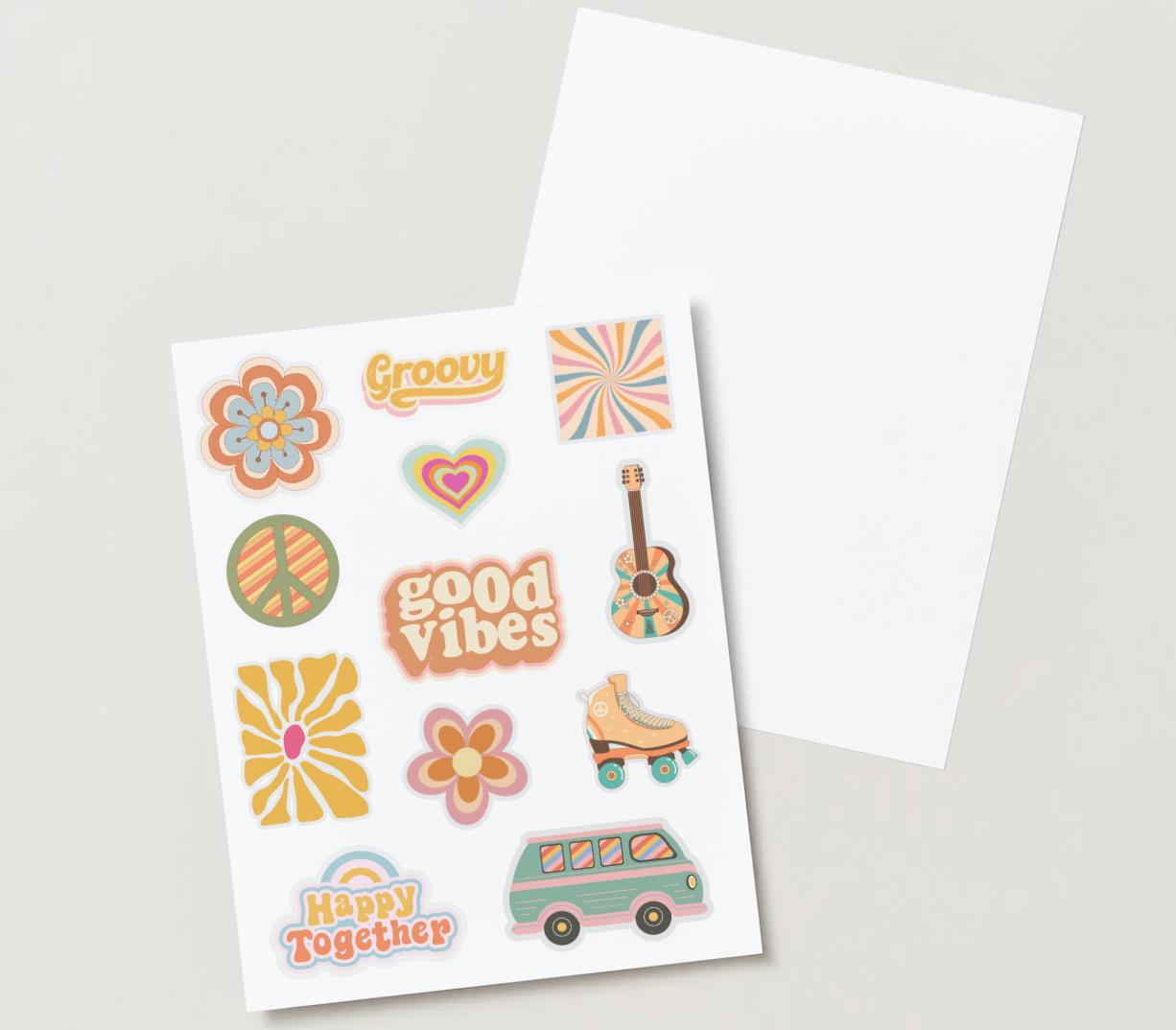 Retro Groovy Hippy Boho Digital Printable PNG Stickers - Etsy