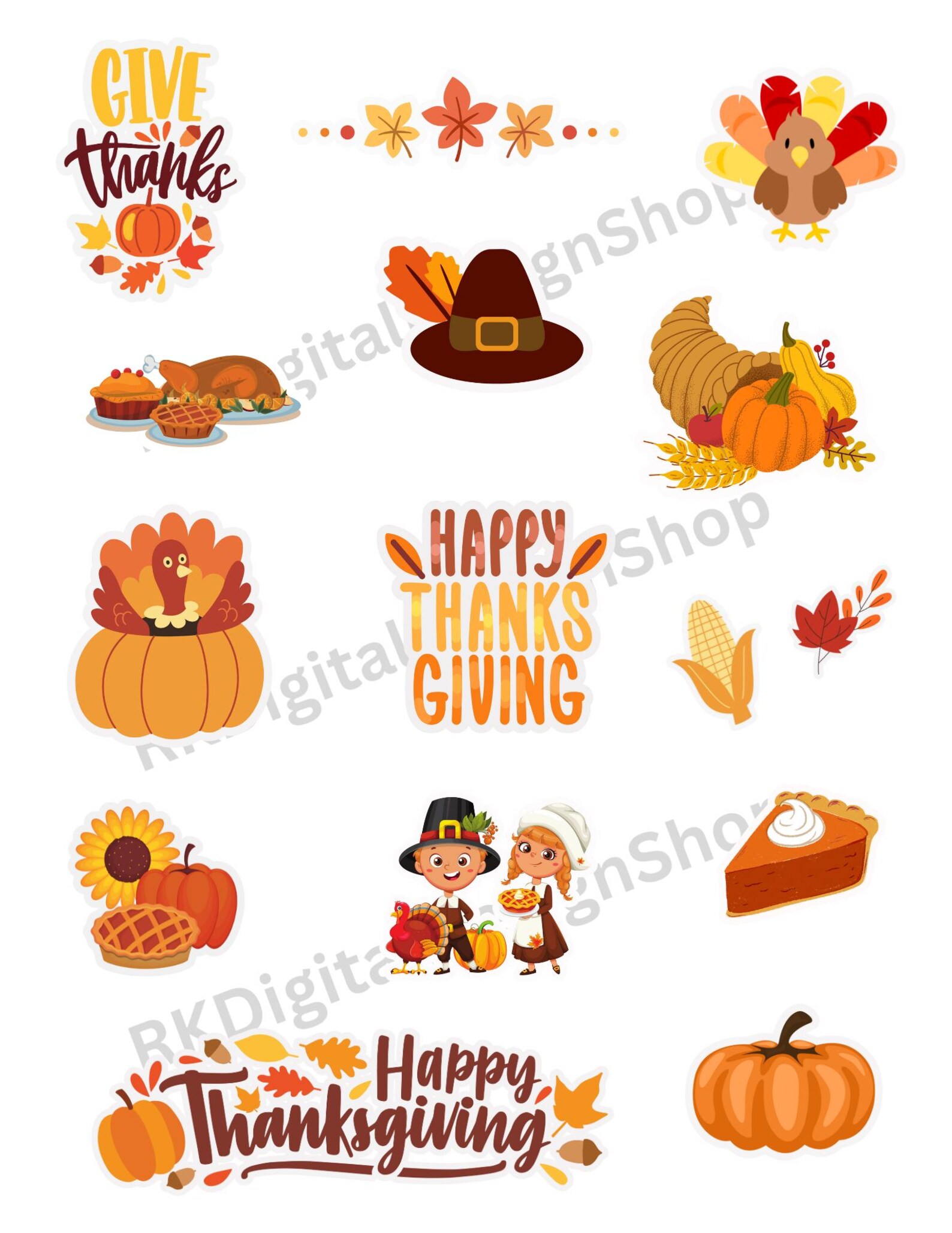 Thanksgiving Fall Printable PNG SVG Stickers - Etsy