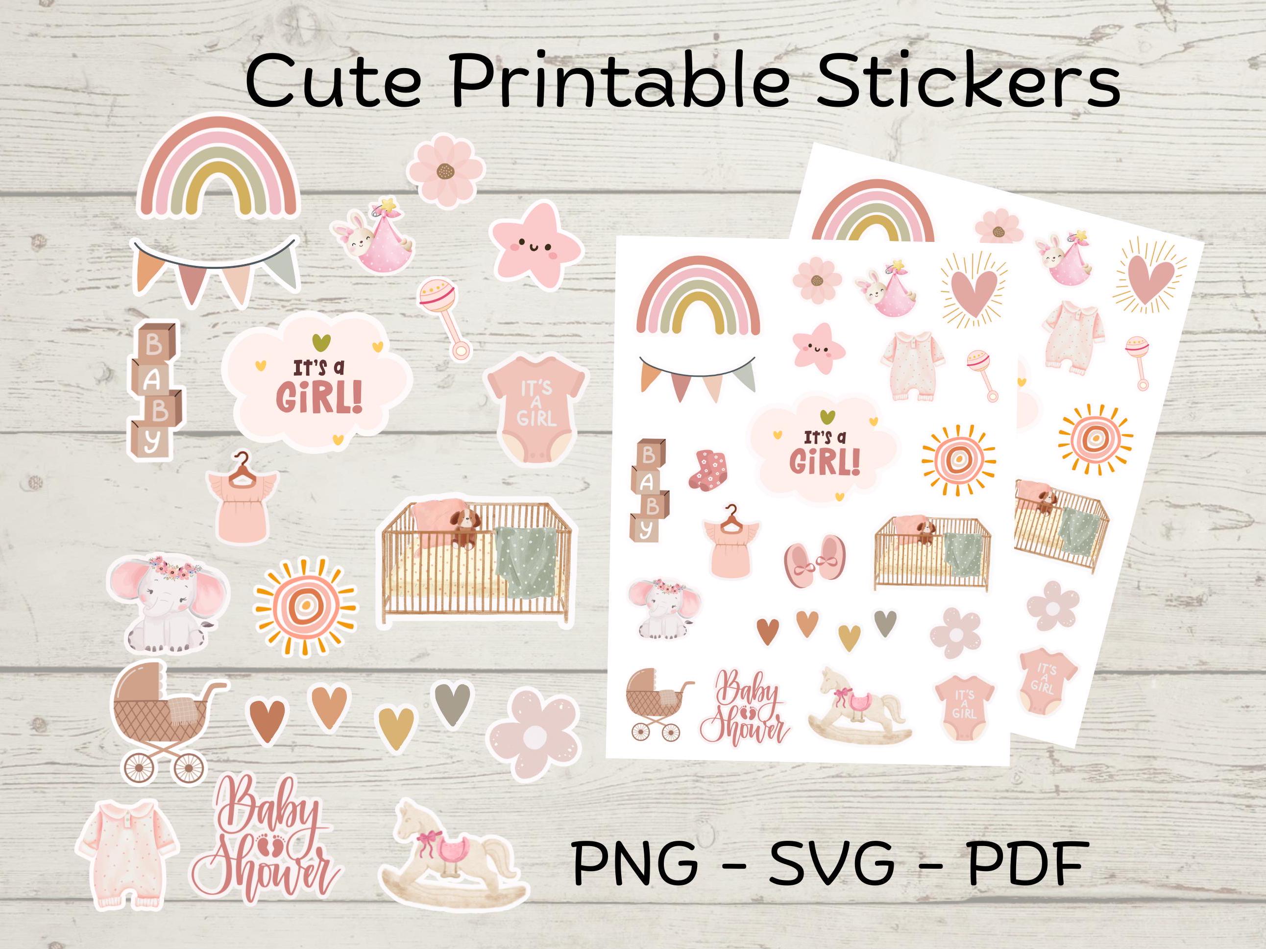 Girl Baby Shower Stickers, PNG Printable Stickers - Etsy